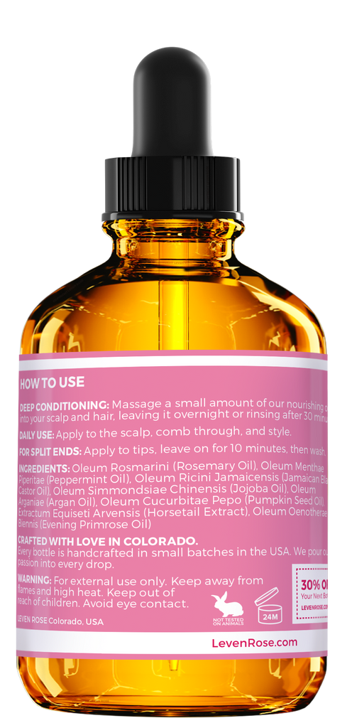 Leven Rose Organic Rosemary Oil for Hair Growth: 2oz Hair Growth Elixi ...